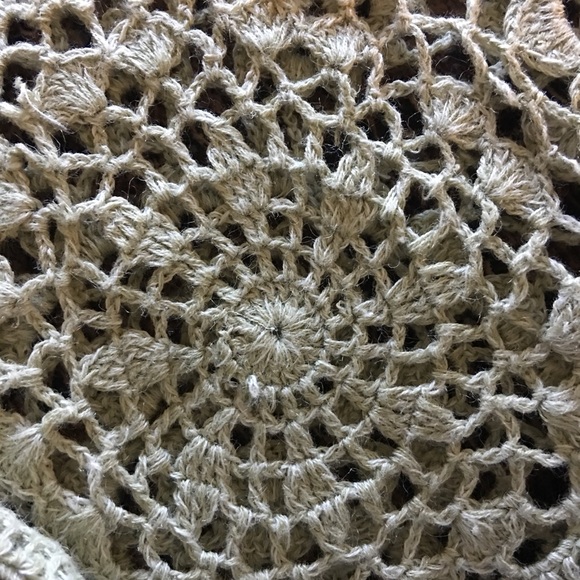 None | Sweaters | Light Sage Green Crocheted Open Weave Cardigan L ...